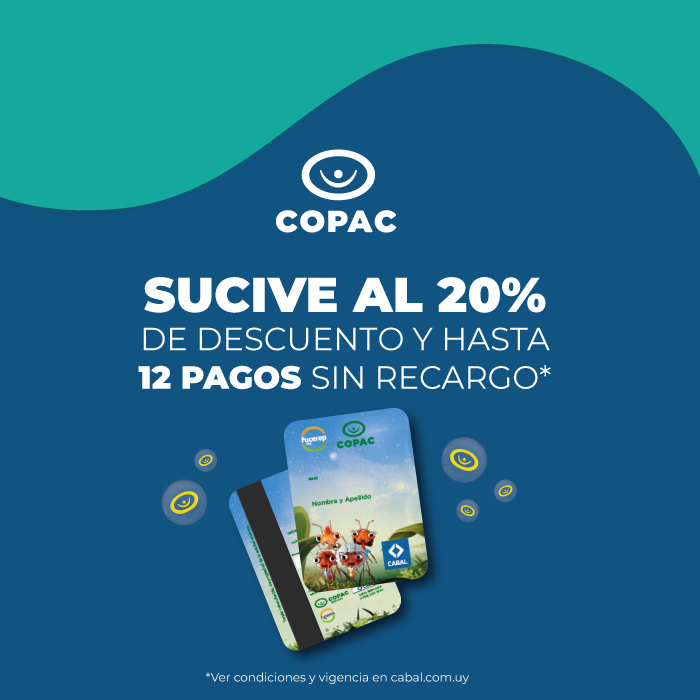 CON TU TARJETA COPAC Cabal: SUCIVE al 20% de descuento y hasta 12 PAGOS sin recargo* - Noticia ...